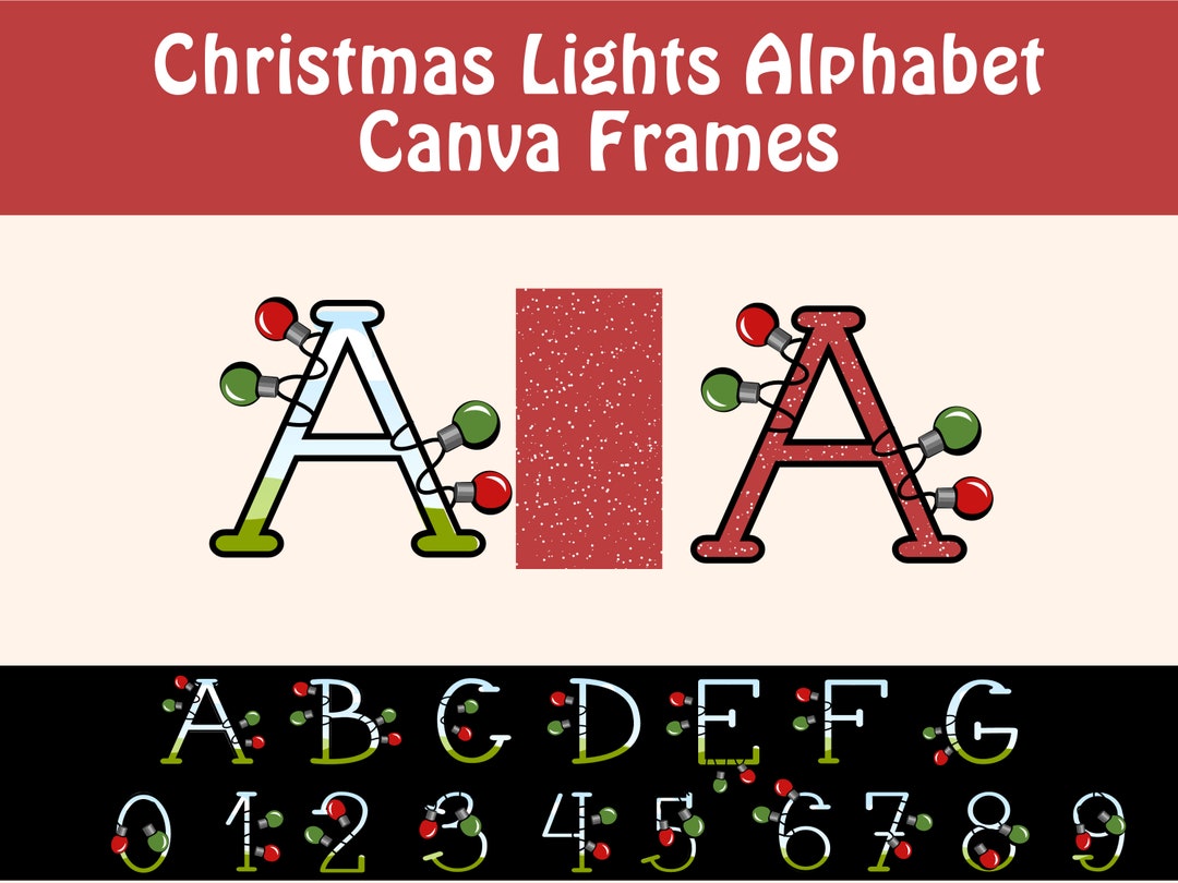 Canva Frames Christmas Lights SVG String Lights, Christmas Alphabet ...