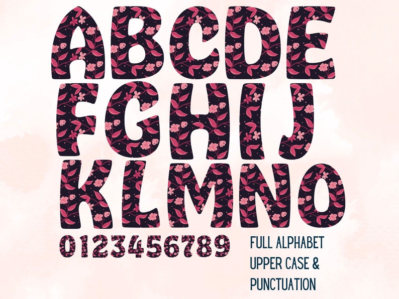 Alphabet Letters PNG Bundle Floral Pink Flower Letters - Etsy