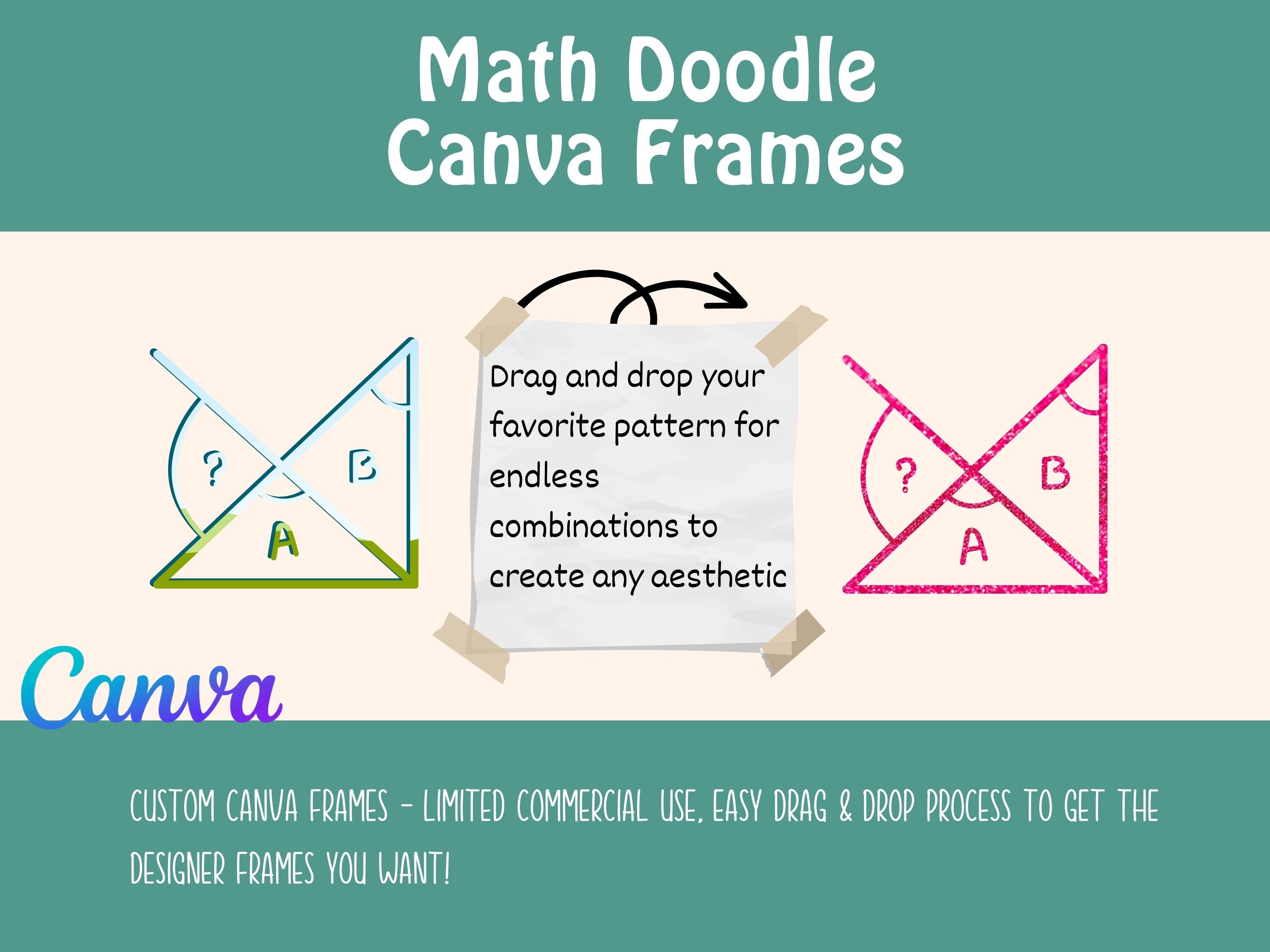 Math Canva Frames Mathematics Doodle for Teachers Funny Math - Etsy