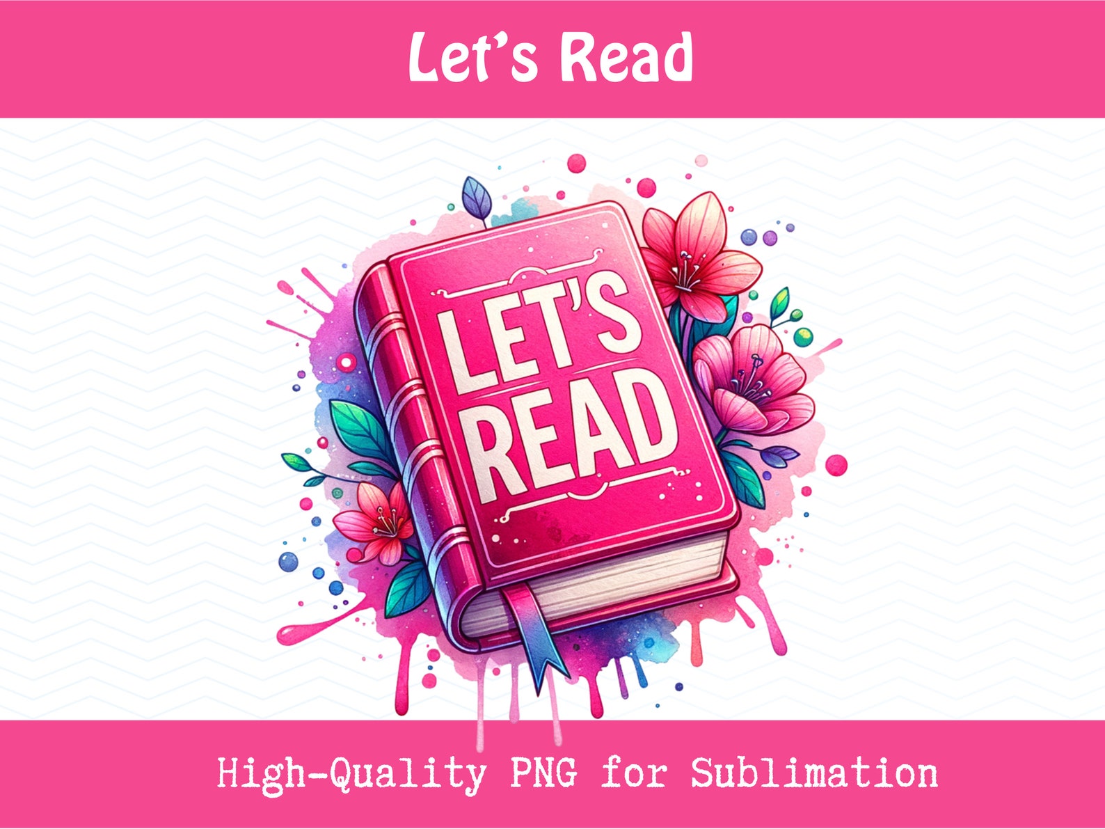 Book Clipart, Let's Read Book Digital Illustration, Book Lover Gift ...