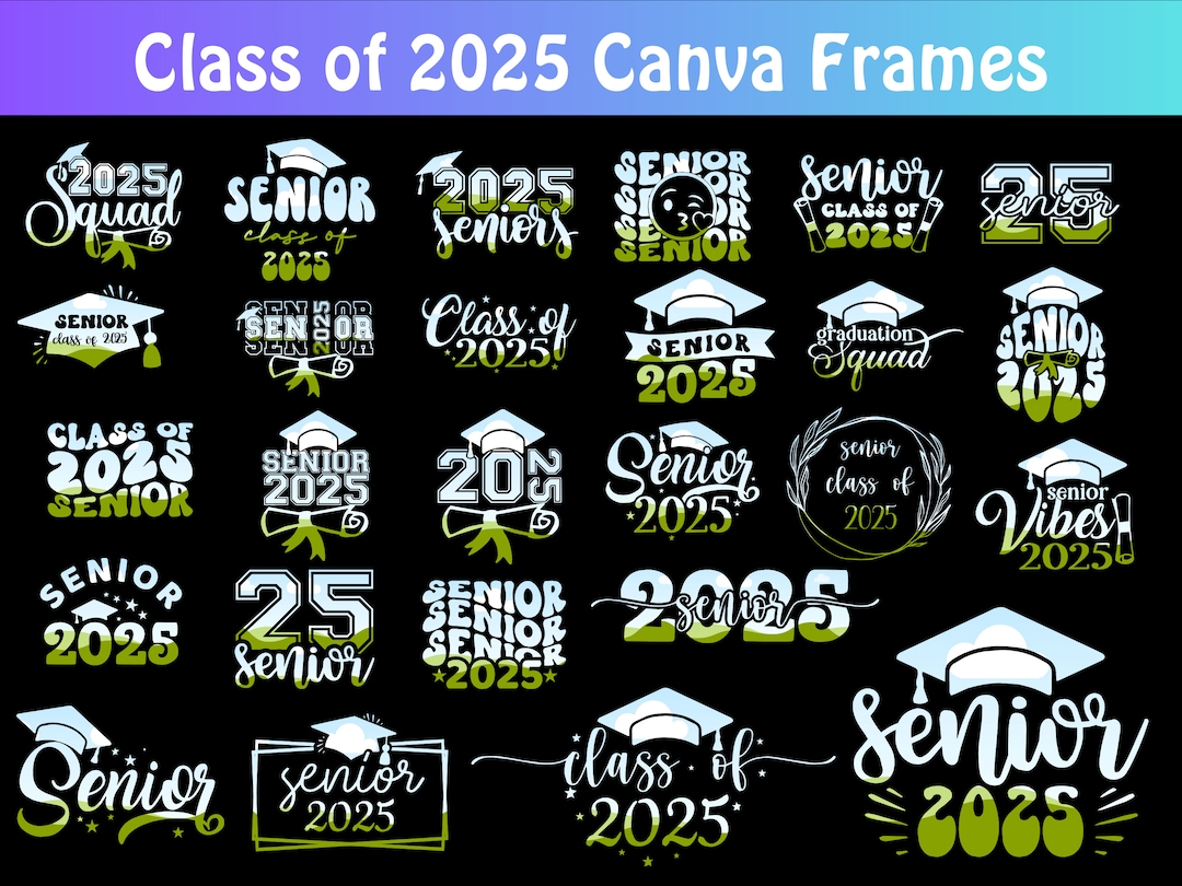 Class of 2025 Canva Frames, Editable Template Canva, Senior C/O 25 ...