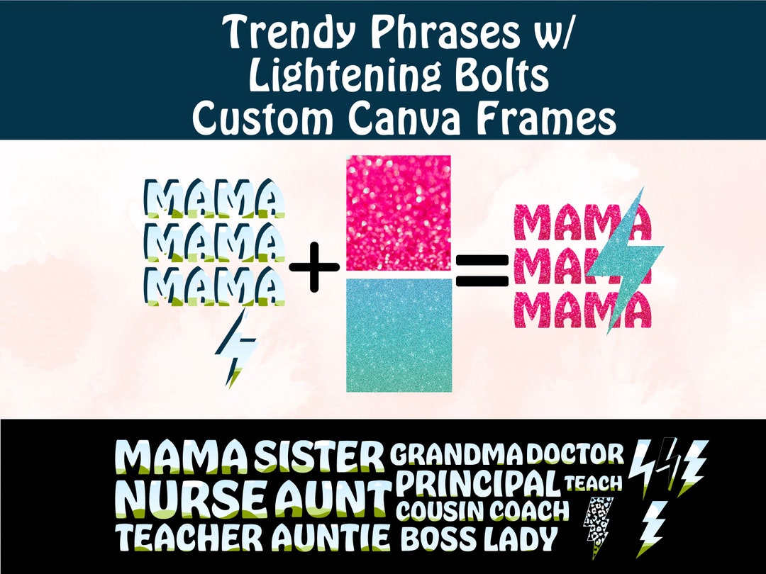 Canva Frames, Canva Frame Template, Lightening Bolt Phrase, Mama PNG ...