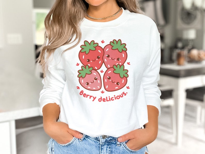 Cute Strawberry Clipart, Berry Delicious Digital Download, Kawaii Fruit ...