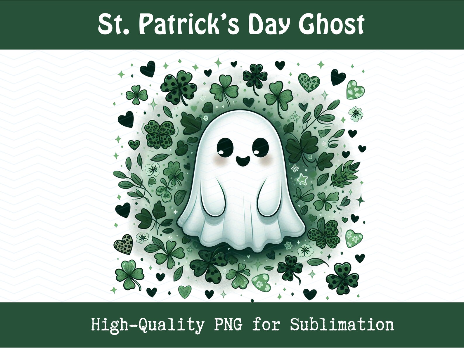 Cute Ghost Clipart, St. Patrick's Day PNG, Irish Clip Art, Green ...