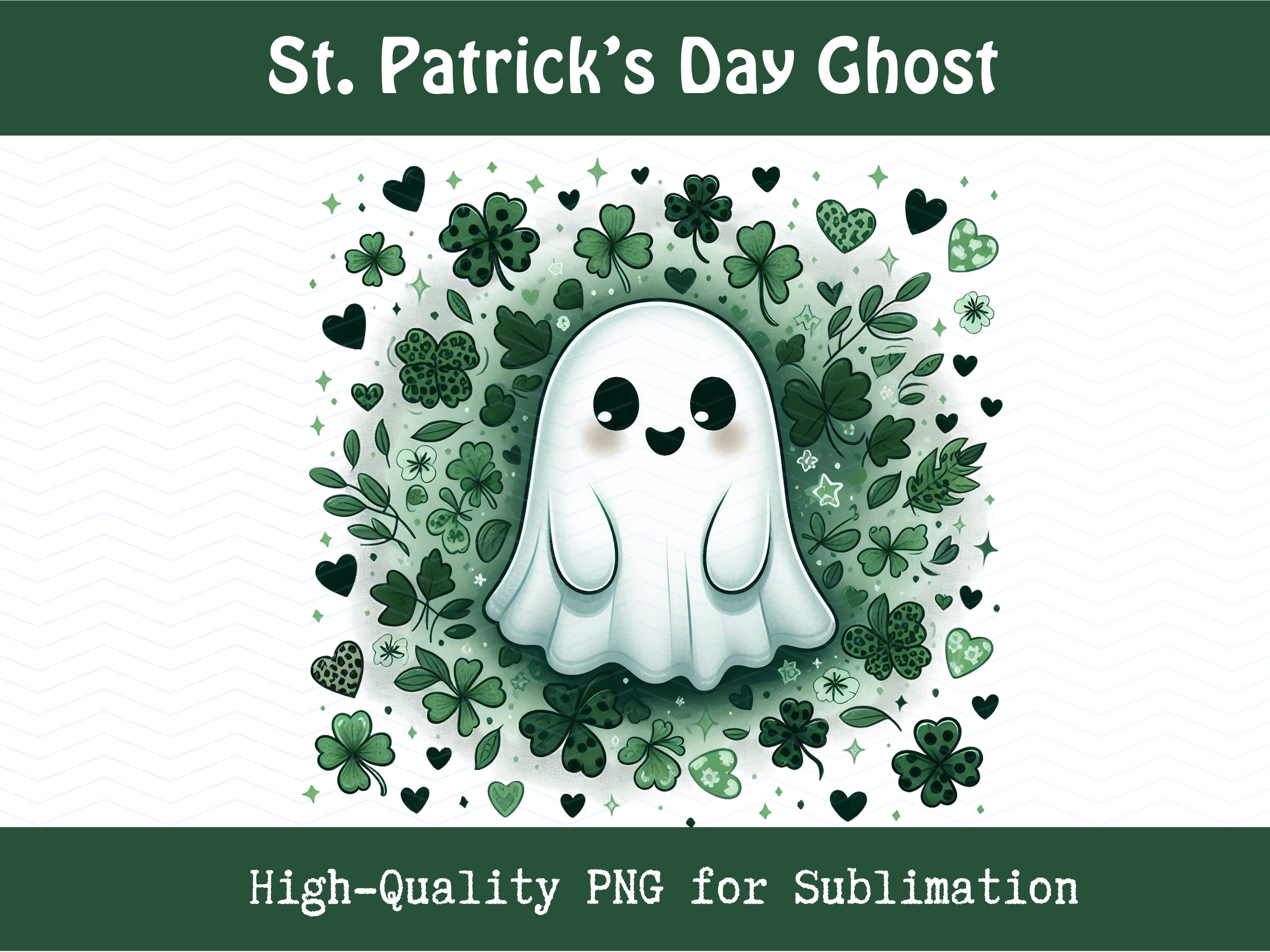 Cute Ghost Clipart, St. Patrick's Day PNG, Irish Clip Art, Green Sublimation, Green St. Pattys ...