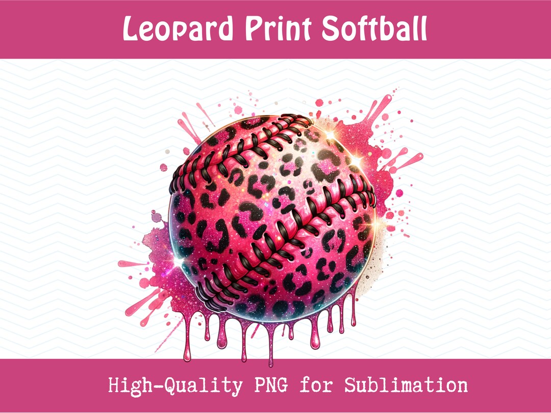 Leopard Print Softball Clipart, Softball Mom PNG, Sparkle Sports ...