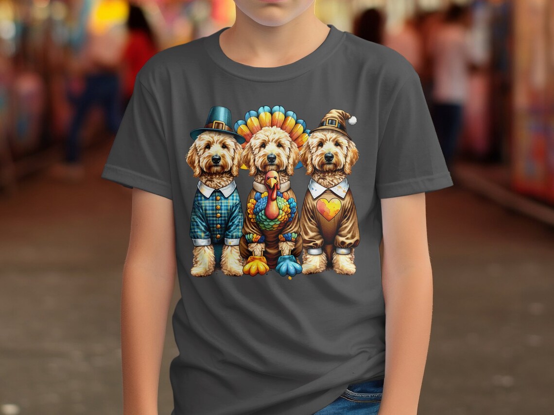 Thanksgiving Dog Trio PNG, Cute Turkey Costume Goldendoodle Digital ...