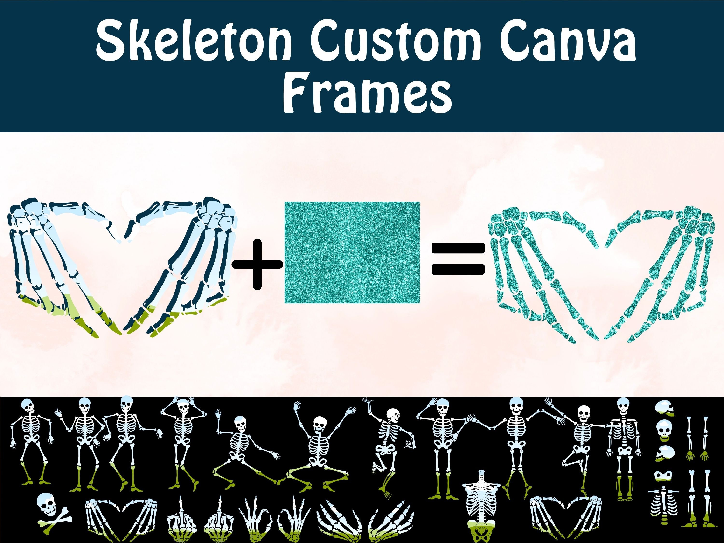 Canva Frames, Skeleton Canva Frame, Halloween Clipart, Dancing Skeleton ...