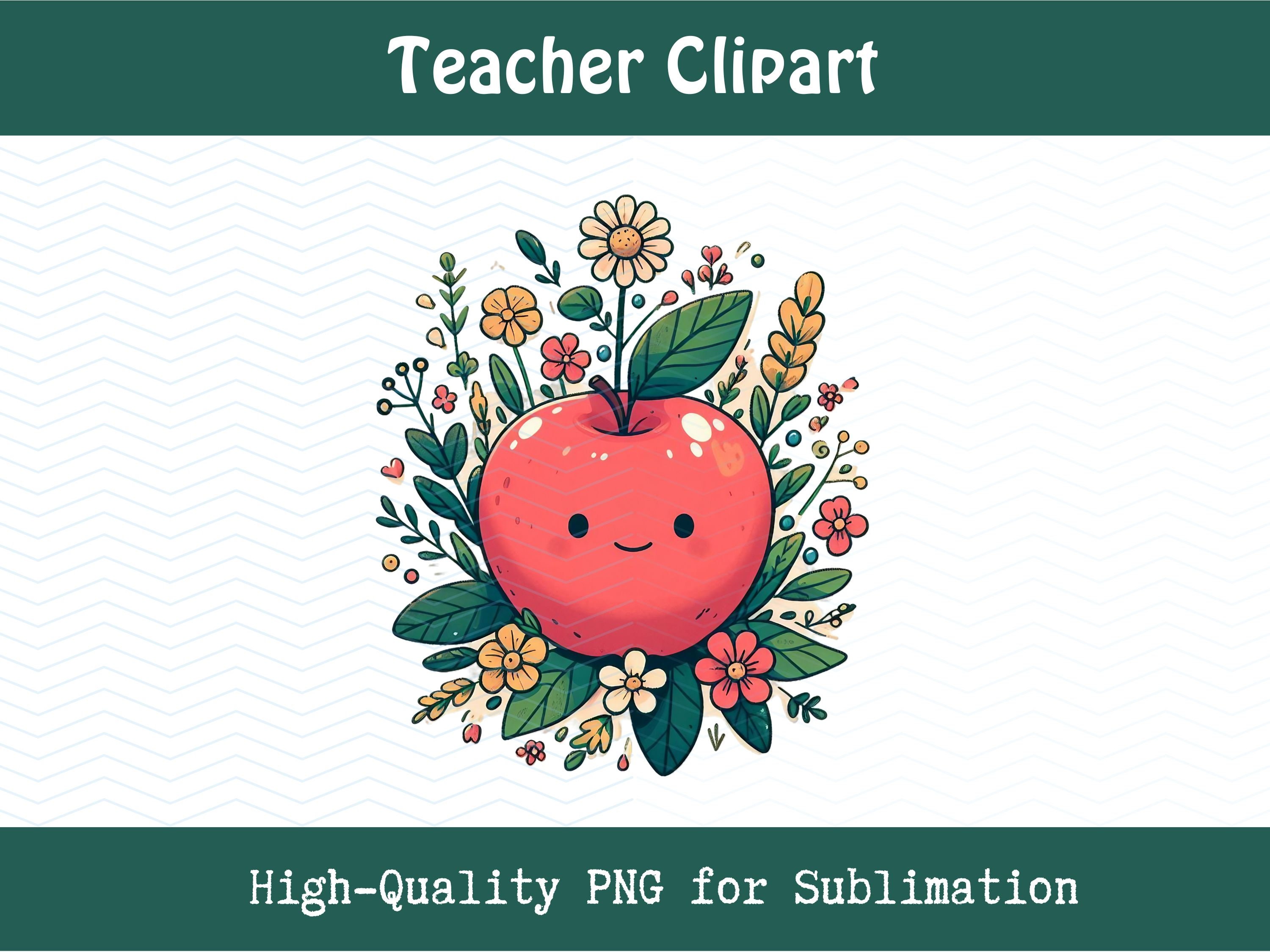 Teacher Clipart, Cute Apple PNG, Back to School Art, Teacher ...