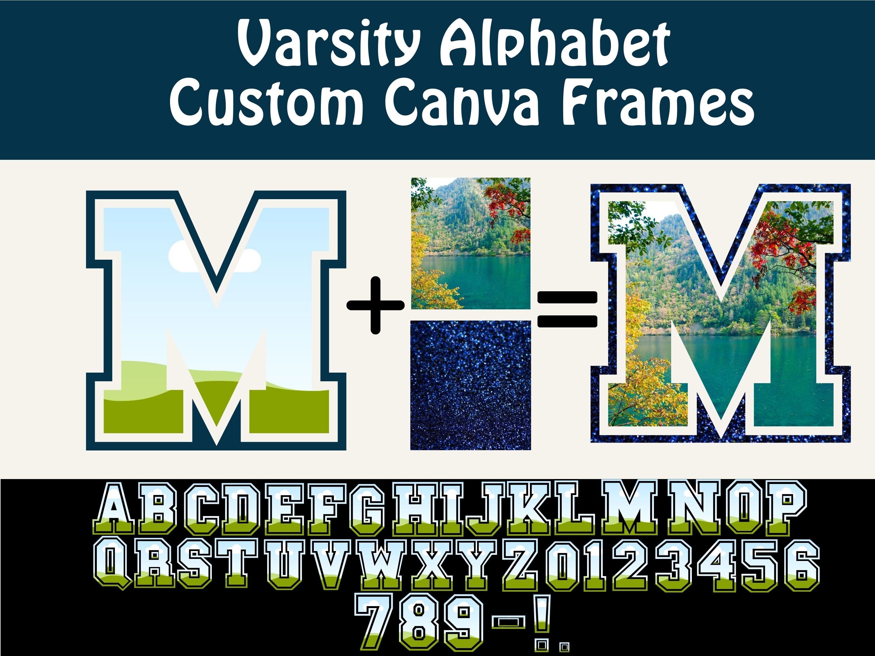 Canva Frames, Varsity Letters, Custom Canva Letters, Drag and Drop ...