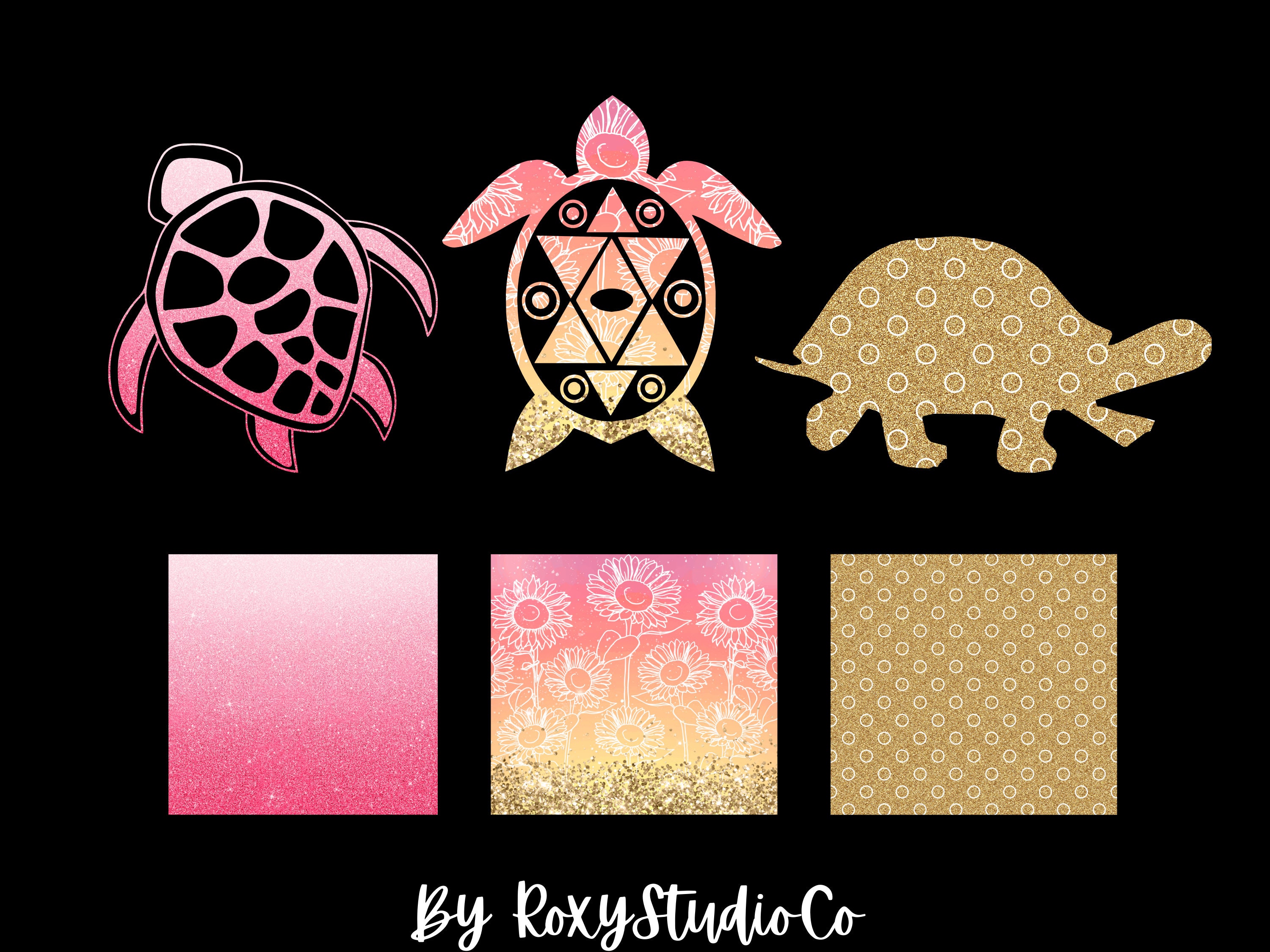 Canva Frames Turtle Clip Art Tiny Turtles SVG String of - Etsy