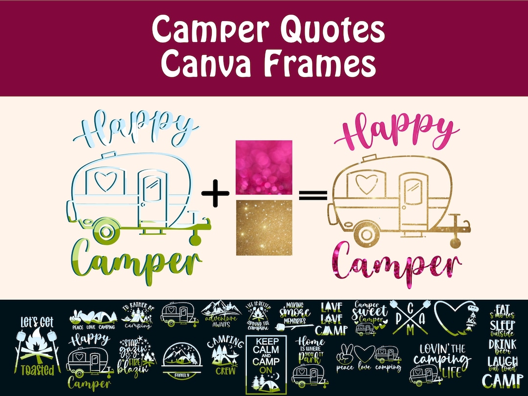 Camping Canva Frames, Editable Canva Template Drag and Drop DIY Shirt ...