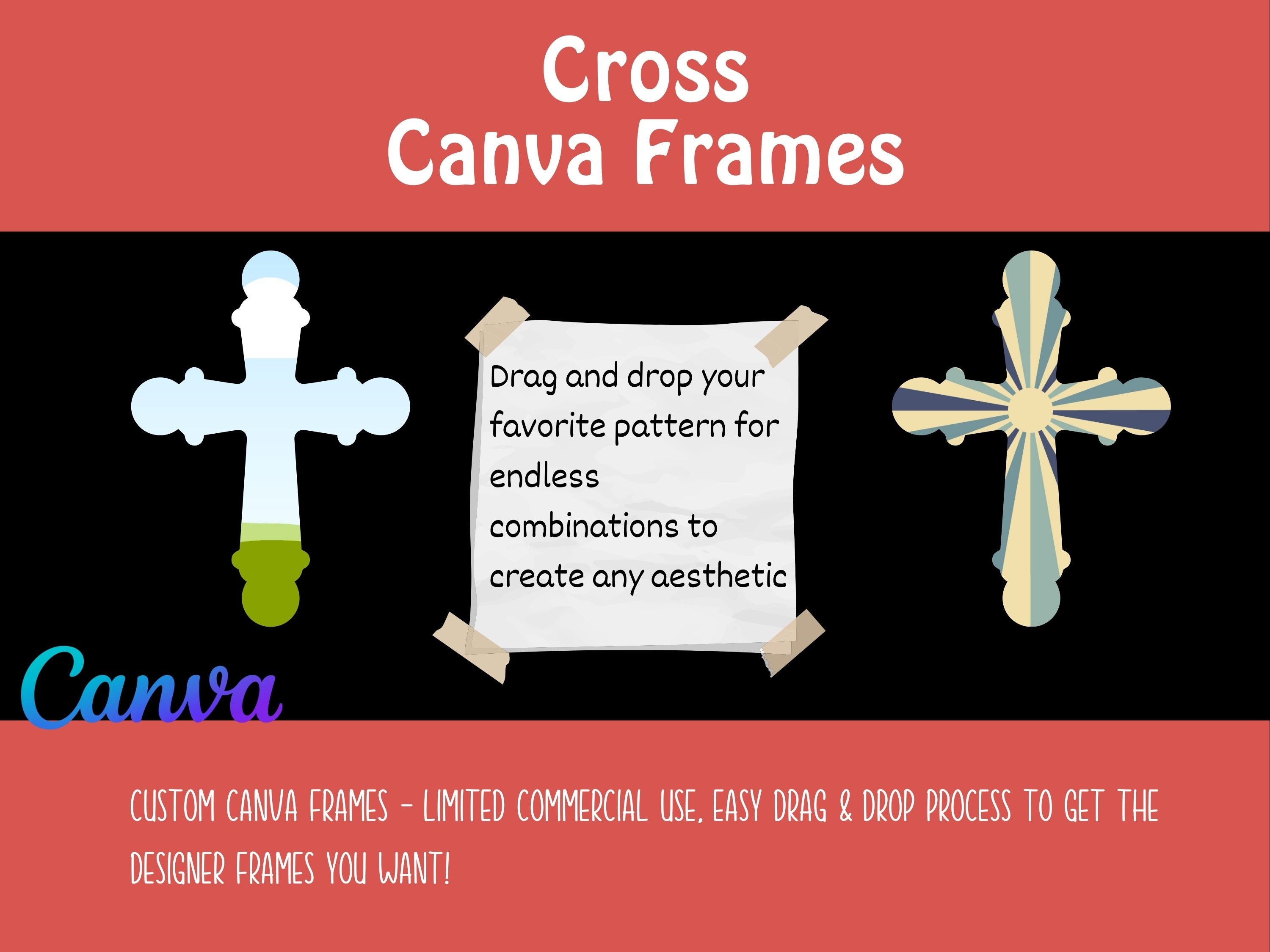 Cross Canva Frames, Editable Template Canva, Christian Crosses Drag and ...