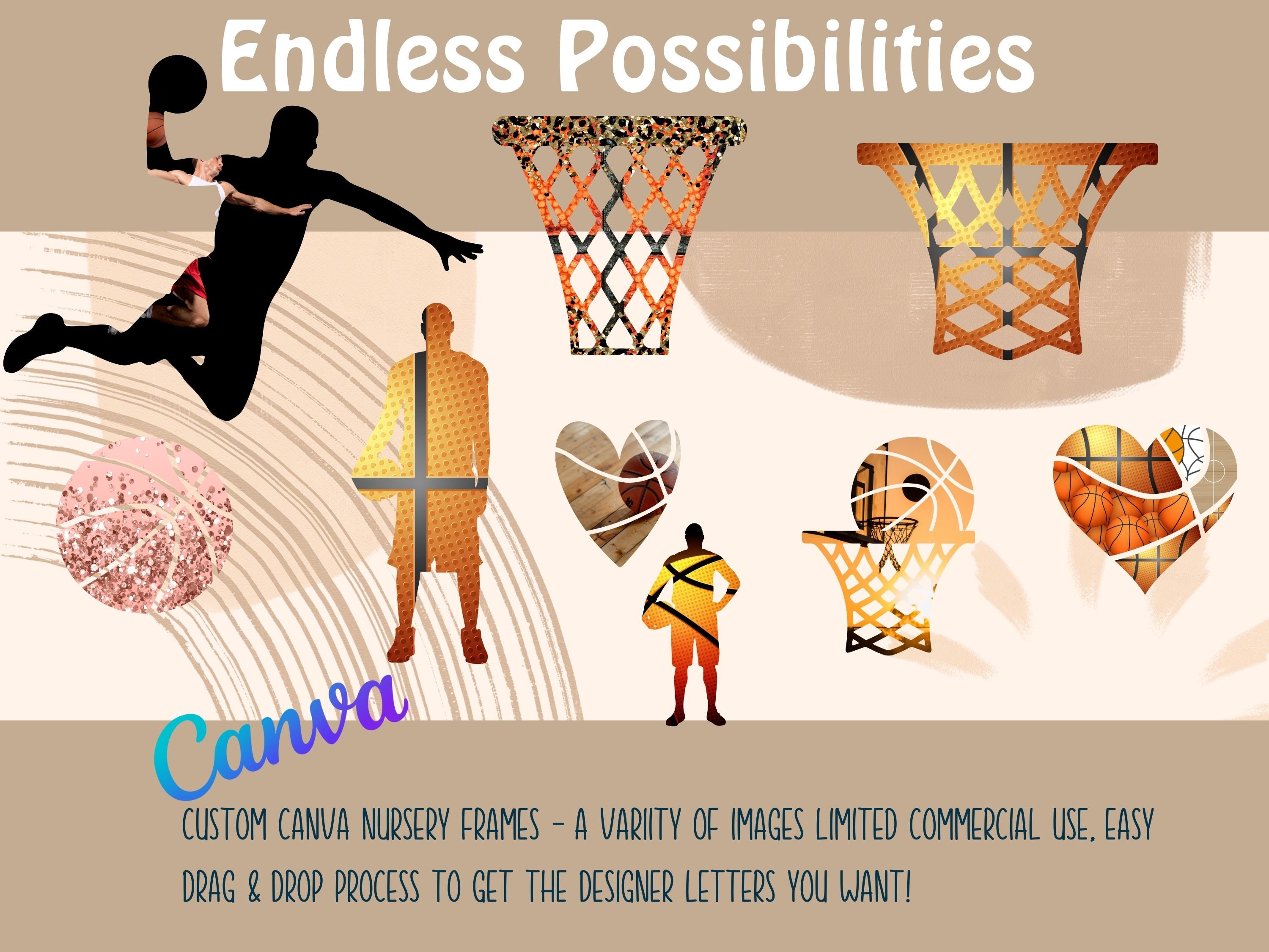 Canva Frames, Basketball Silhouette Canva Frame, Sports Clipart ...