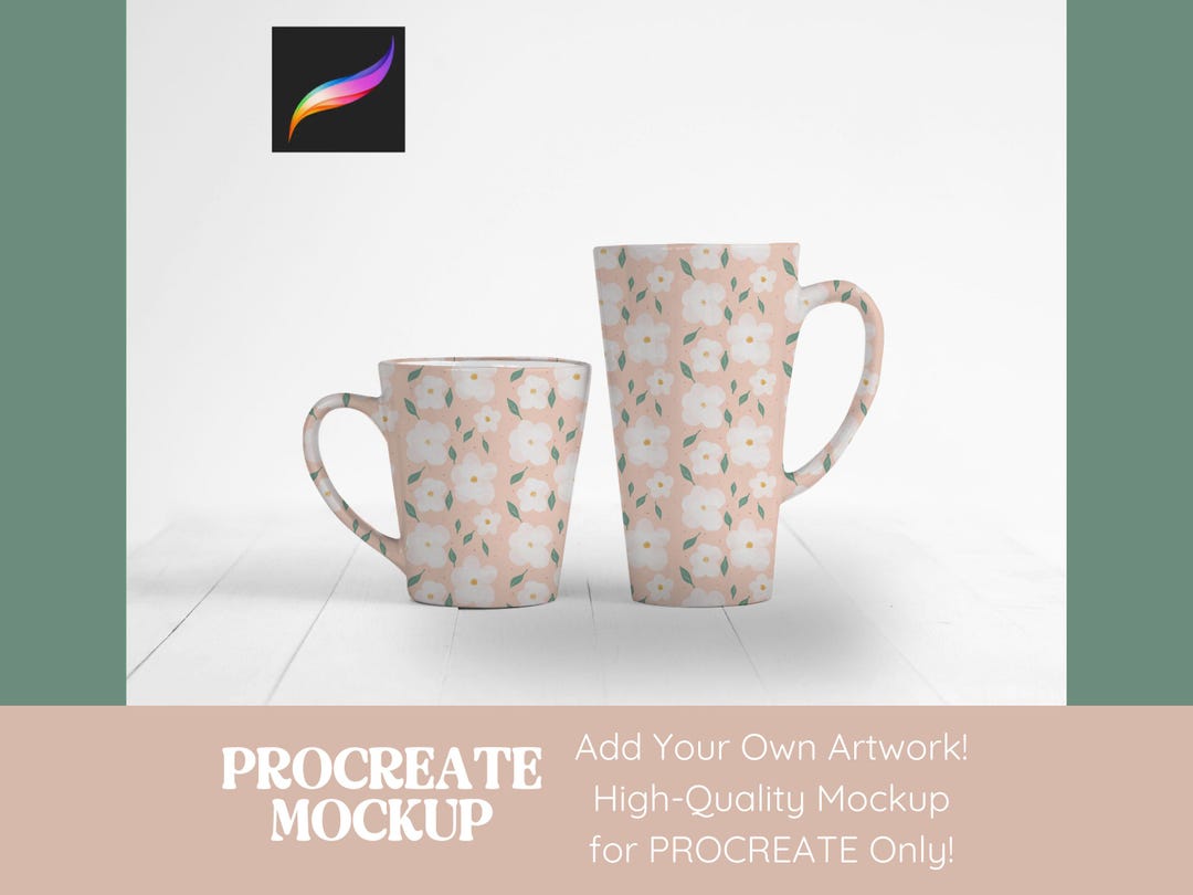 Mug Procreate Mockup, Seamless Pattern Mockup for Procreate, Mock up ...