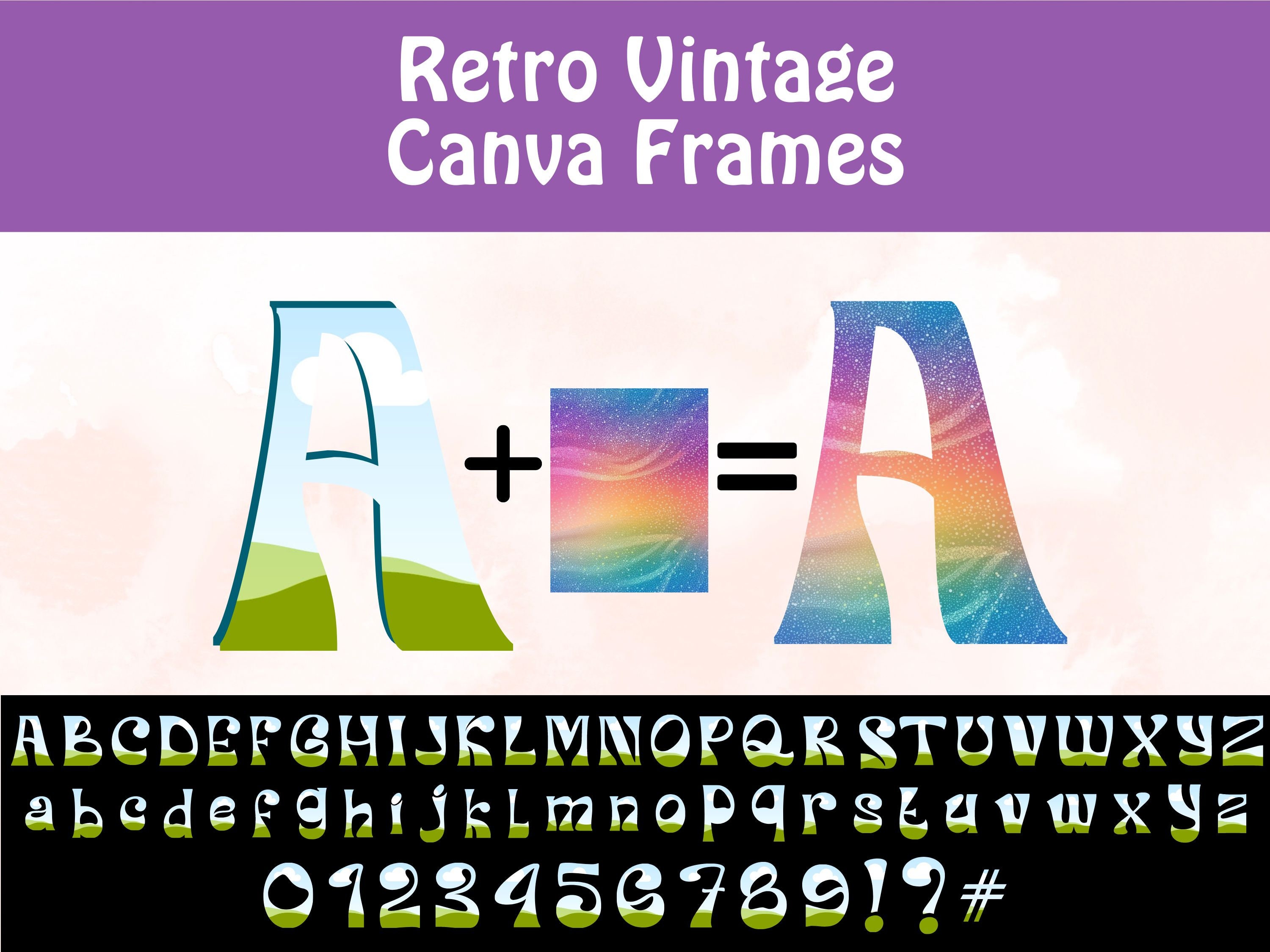 Groovy Font Style Canva Frames, Alphabet Clipart, Canva Elements ...