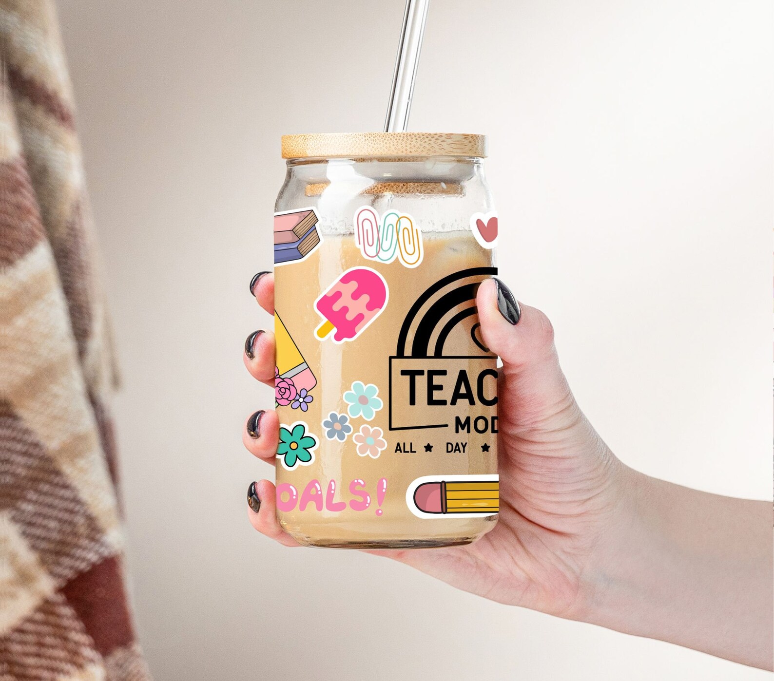 Teacher Glass Can PNG for Sublimation, Libbey 16 Oz Can Wrap PNG ...