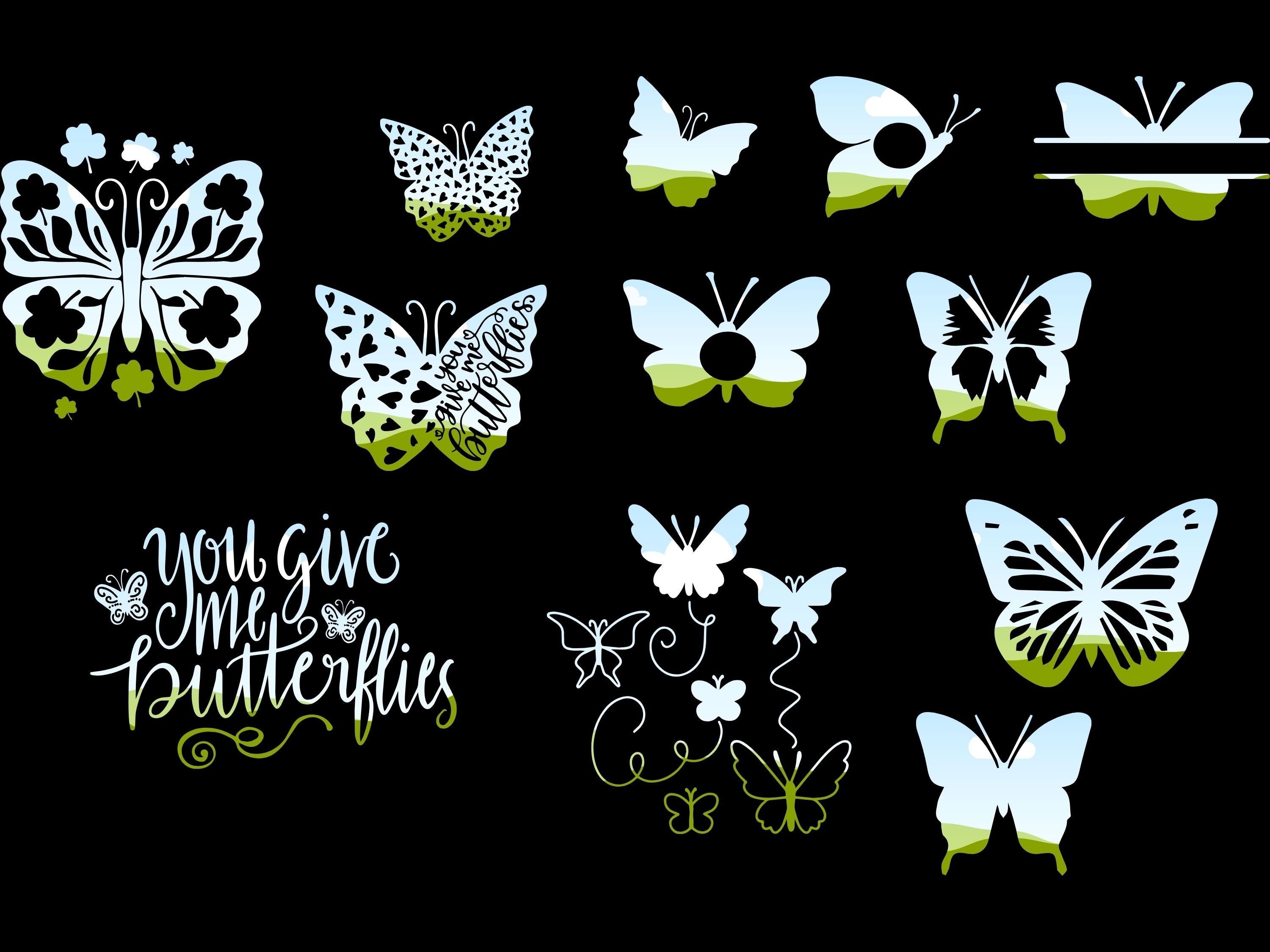 Butterflies Canva Frames, Butterfly Editable Template, Butterflies SVG ...