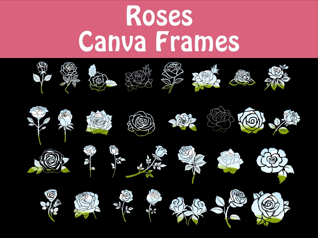 Flowers Canva Frames, Editable Canva Template Floral Canva PNG, Drag ...