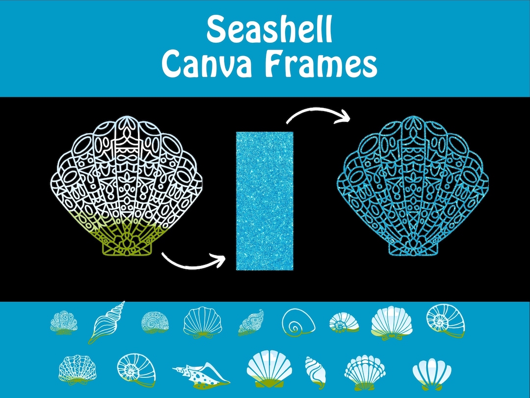 Seashell Canva Frames, Mandala Shells Editable Template, Ocean Canva ...