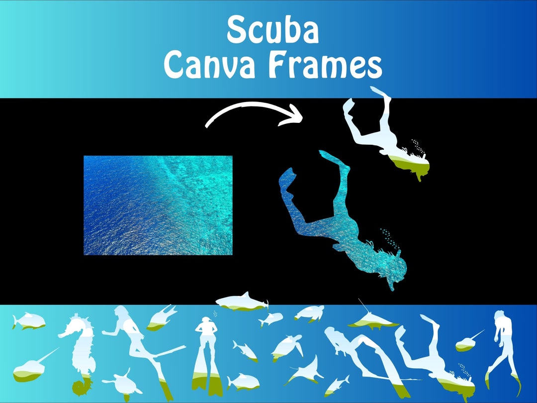 Scuba Canva Frames, Editable Template Canva, Scuba Diver Canva Frames ...
