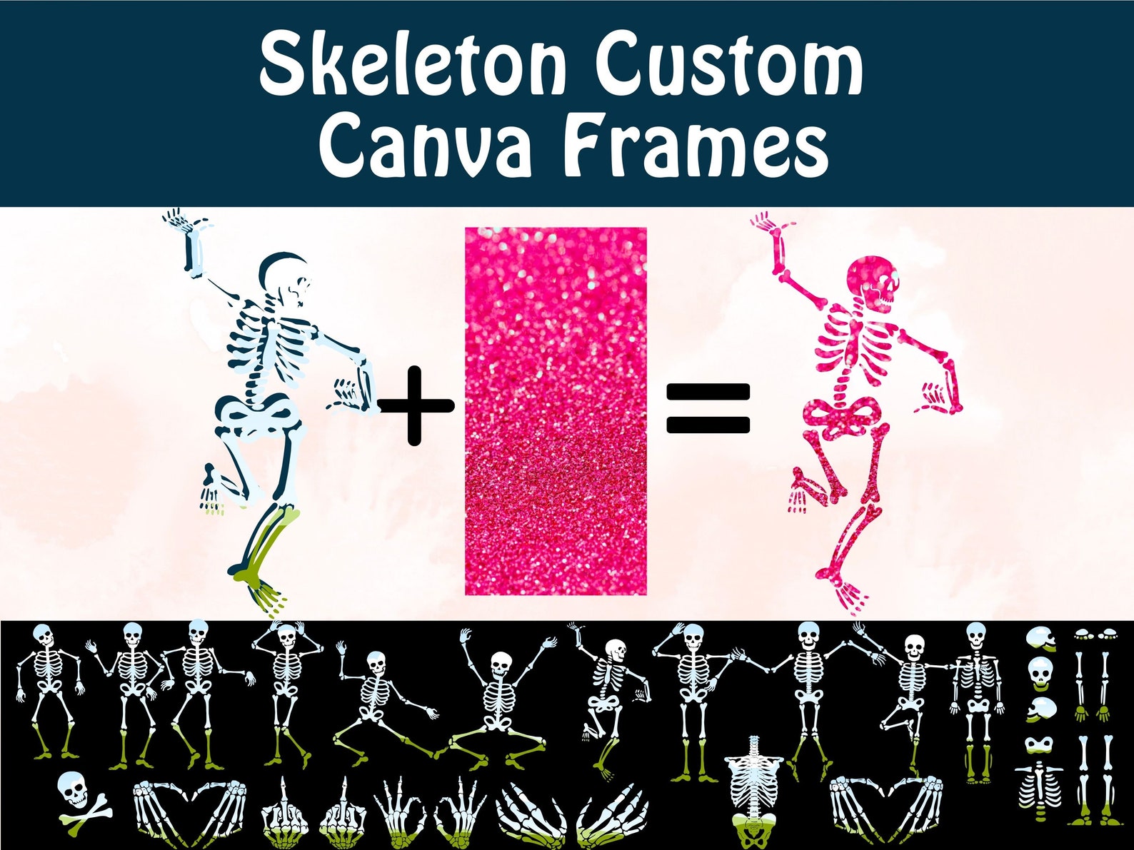 Canva Frames, Skeleton Canva Frame, Halloween Clipart, Dancing Skeleton ...