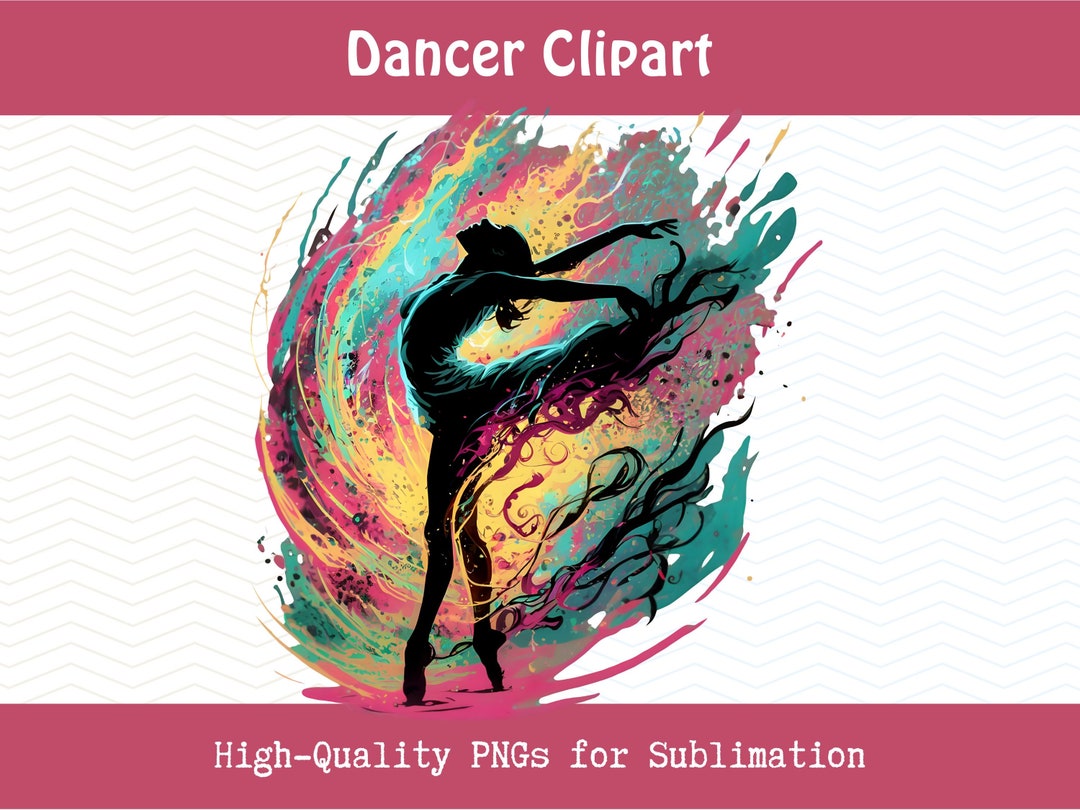 Dancer Clipart, Colorful Ballet Dancer PNG, Digital Artwork for ...