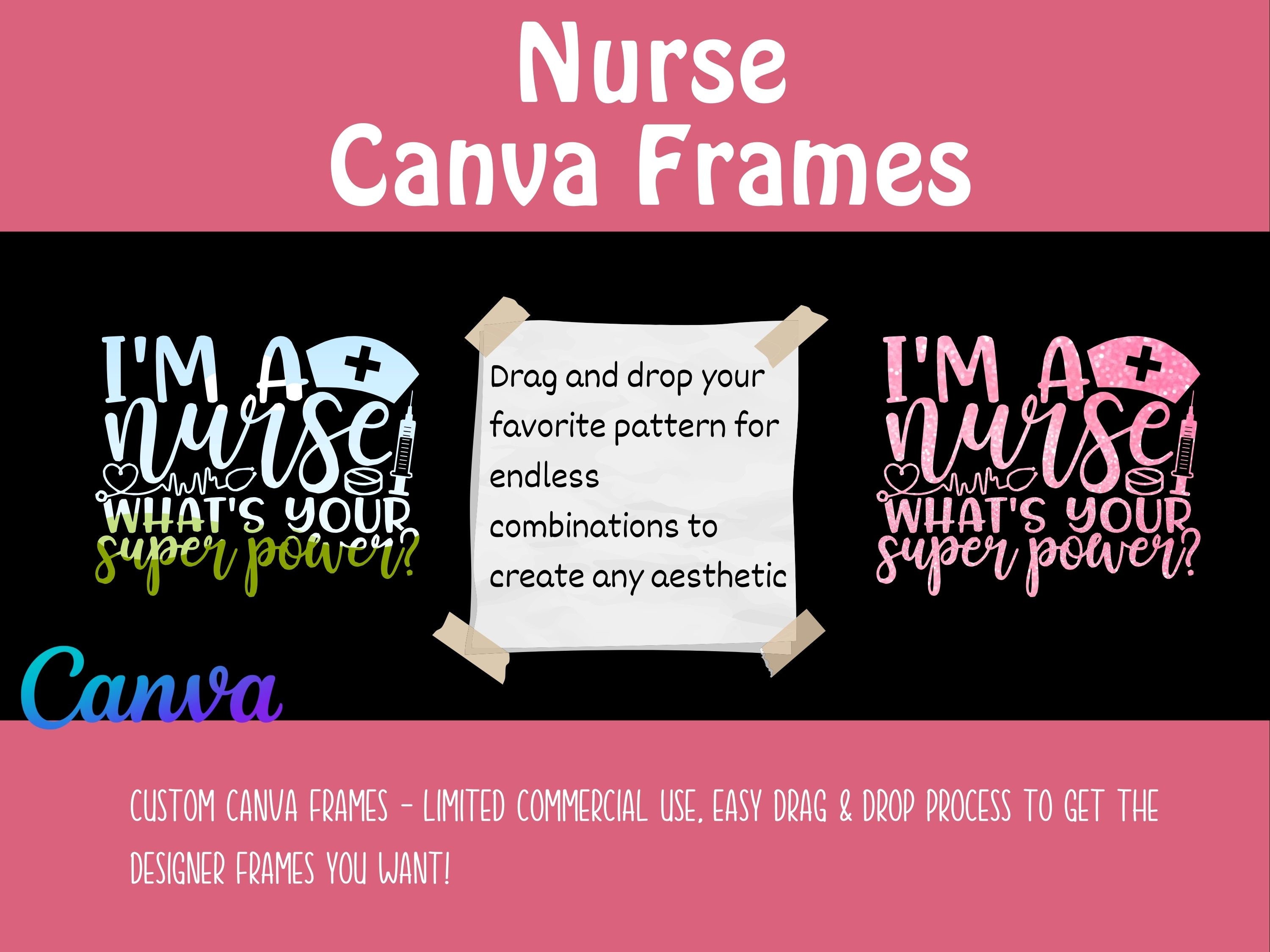 Nurse Canva Frames for Nurse DIY Shirt for Commercial Use and Print on ...