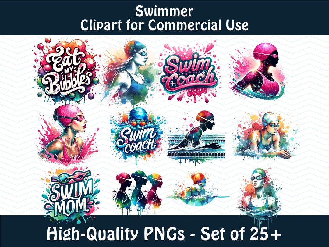 Swimming Clipart Bundle for Swimmer Designs, Swim Life, Swim Mom, Swim ...