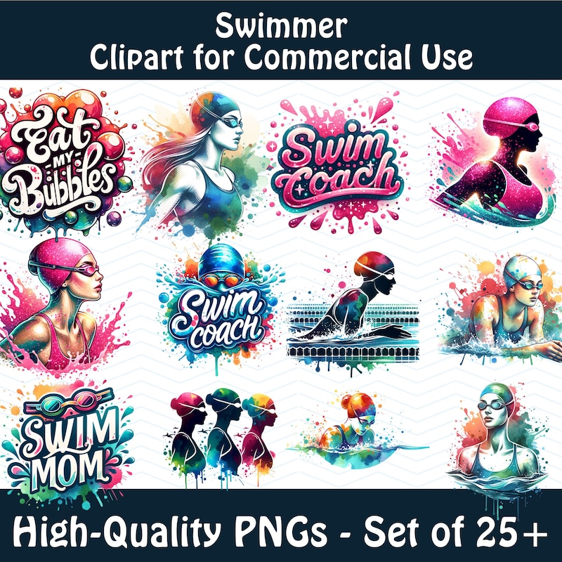 Swimming Clipart Bundle - Etsy