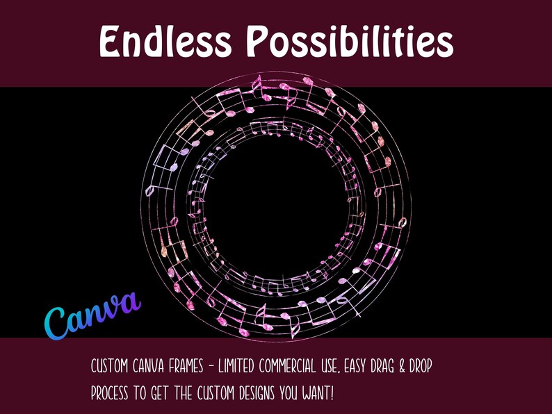 Music Canva Frames, Editable Template Canva, Musical Notes Design, Drag ...