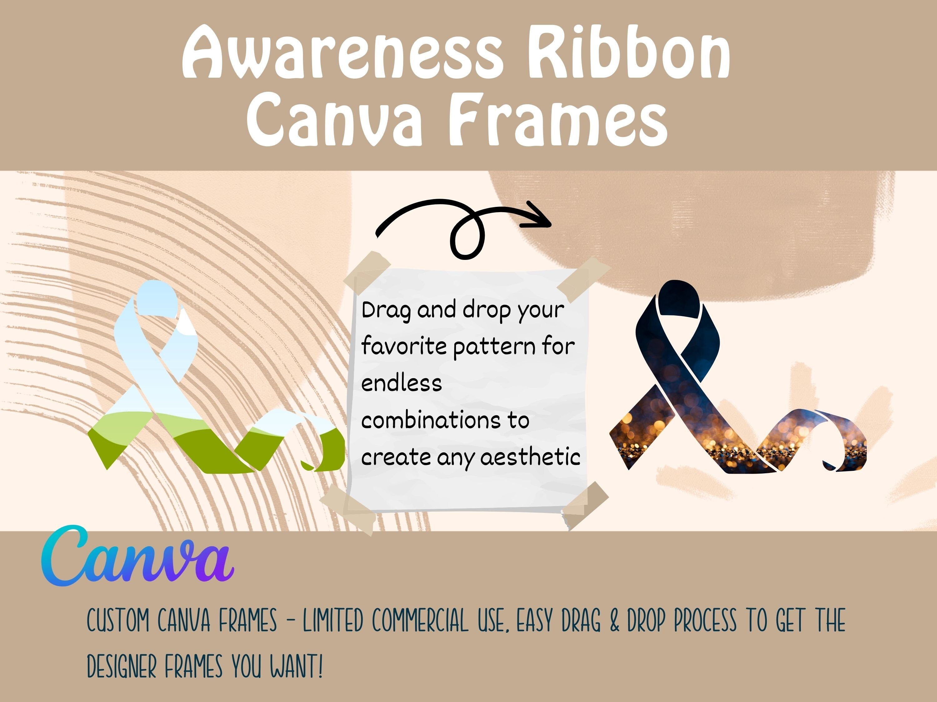 Canva Frames, Ribbon Awareness Frame, Breast Cancer Awareness, Autism ...