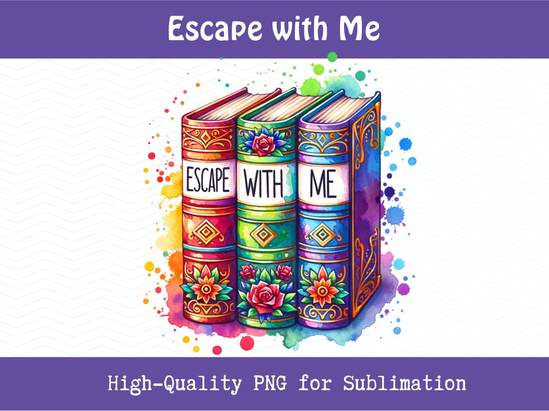 Books Clipart, Escape With Me PNG, Book Lover Art, Bookish Clip Art ...