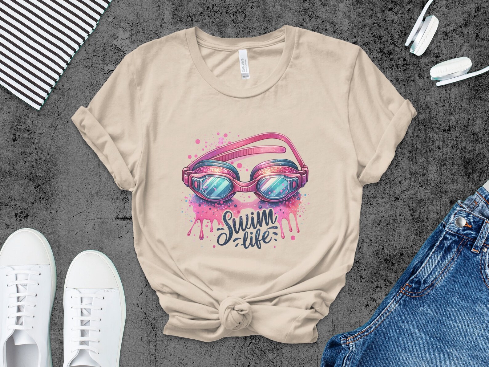 Swim Life Goggles PNG, High-res Digital Art, Splatter Background ...