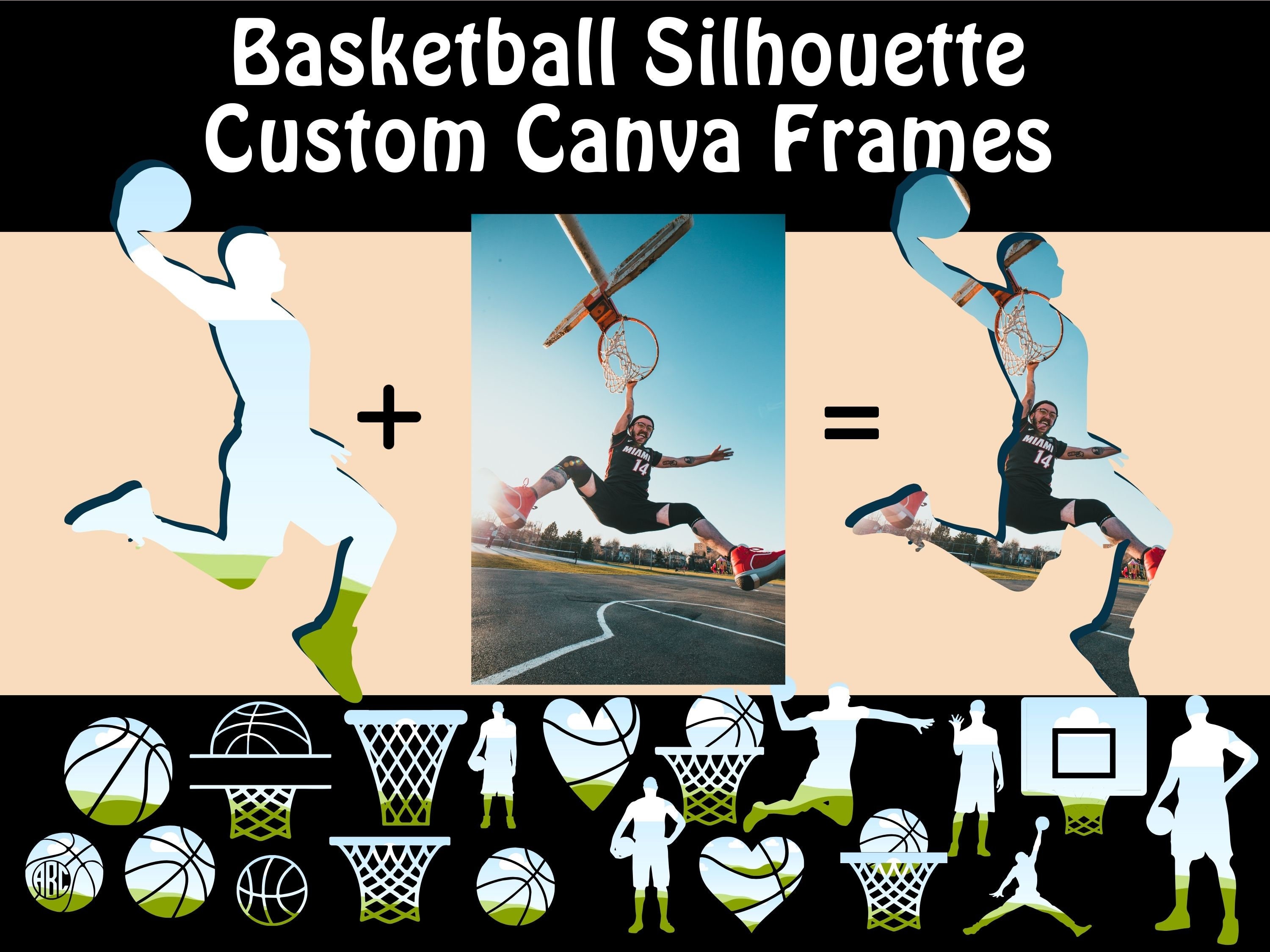 Canva Frames, Basketball Silhouette Canva Frame, Sports Clipart ...