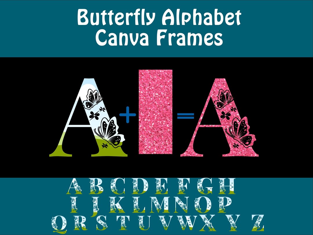 Butterfly Alphabet Canva Frames, Editable Canva Template, Butterfly ...