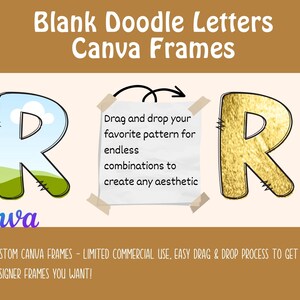 Blank Doodle Letters Canva Frames, Drag and Drop Fill Your Own Editable ...