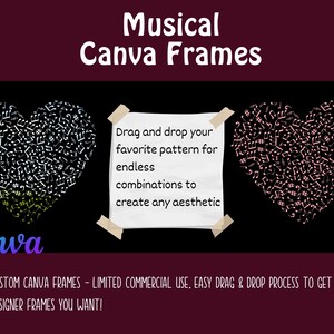 Music Canva Frames, Editable Template Canva, Musical Notes Design, Drag ...
