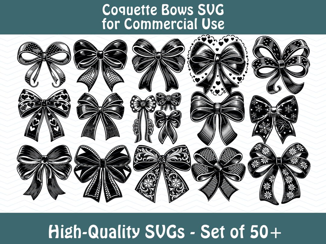 SVG Coquette Bows, Laser Cut Files, Cricut Designs for Commercial Use ...