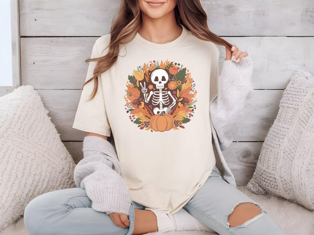 Autumn Skeleton Clipart, Halloween Pumpkin Digital Download, Fall ...