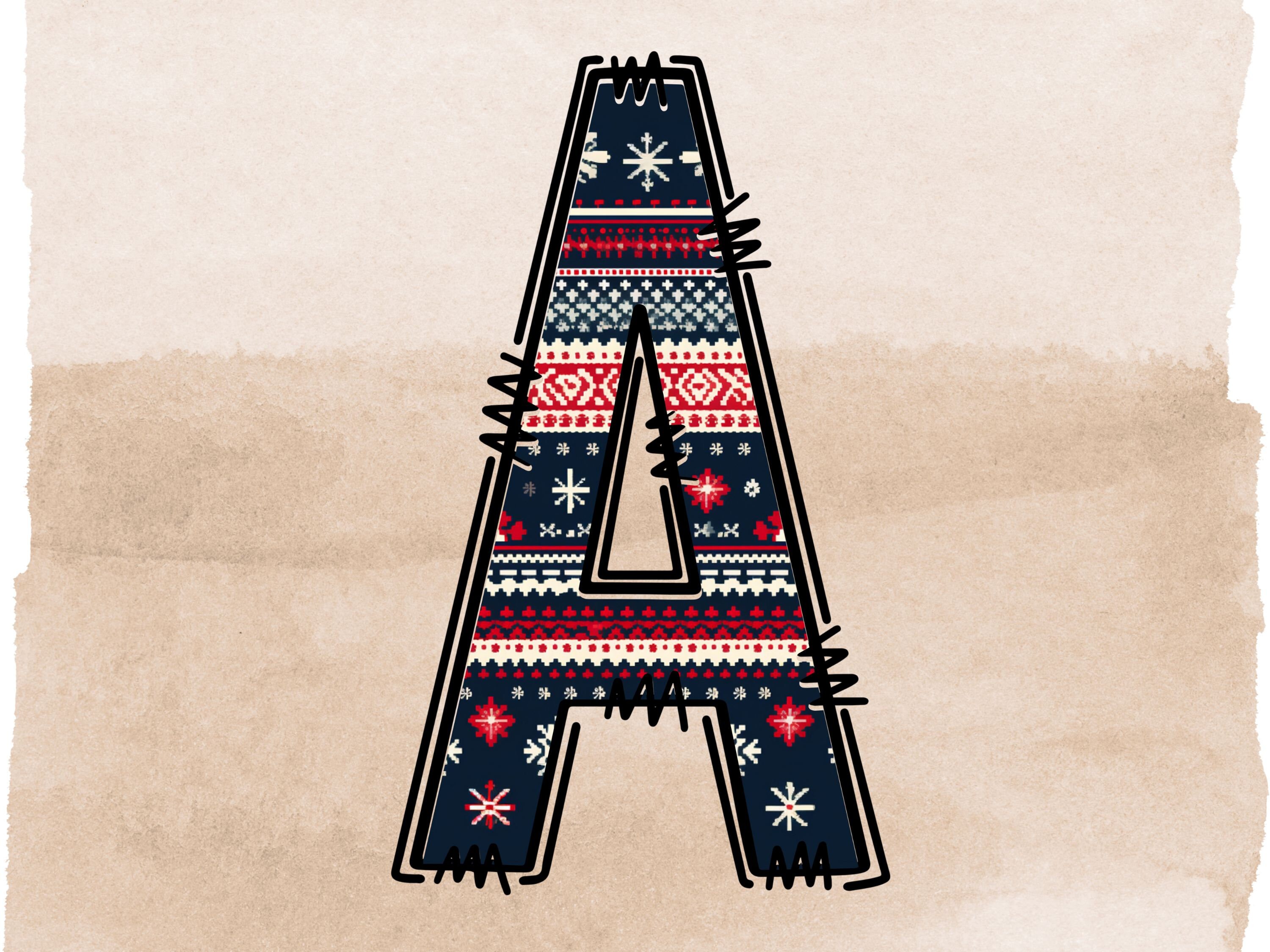 Christmas Doodle Letters and Clip Art, Uppercase Alphabet Set ...