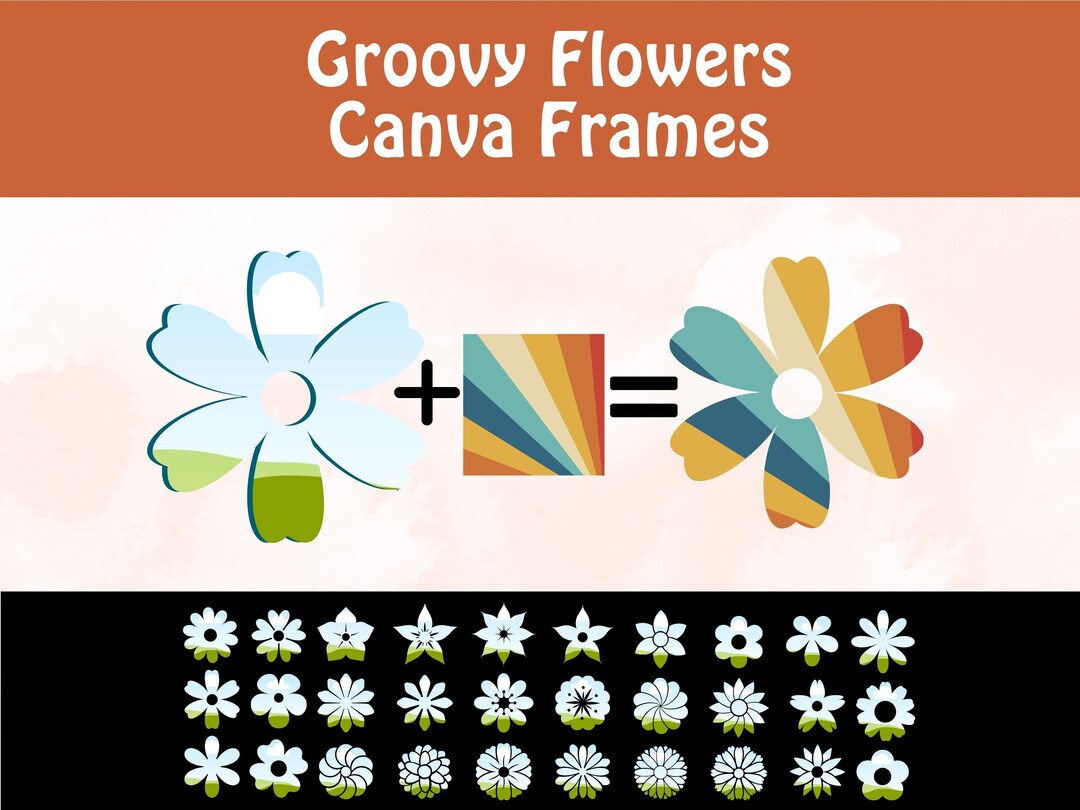 Canva Frames Groovy Retro Flowers, Retro Clip Art, Canva Templates ...
