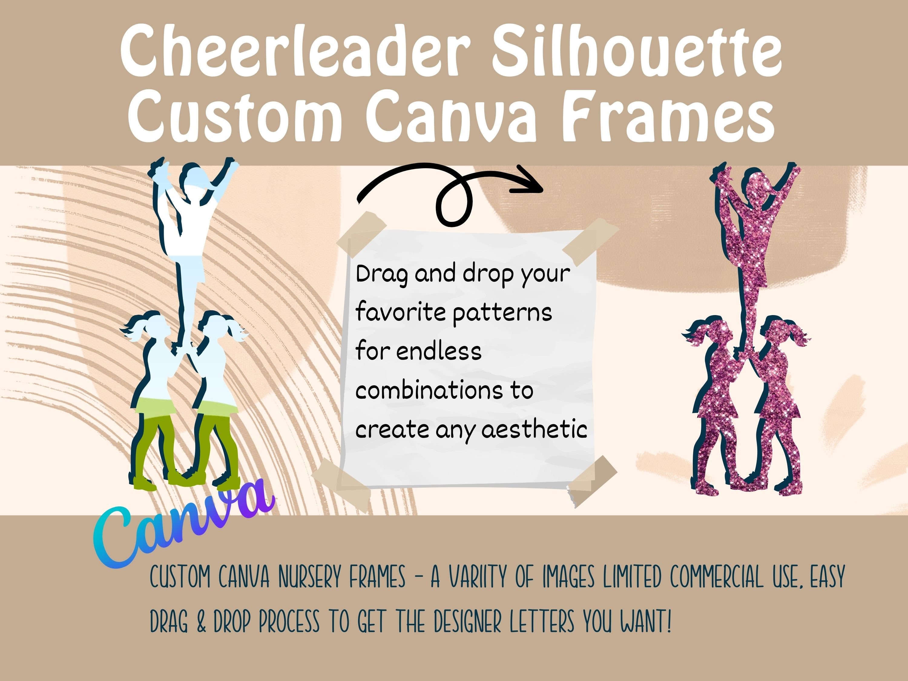 Cheerleading Canva Frames Cheer Mom and Cheerleader Sublimation SVG and ...
