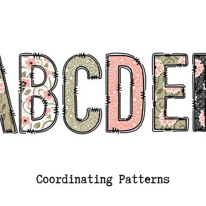 Spring Boho Doodle Letters + Clip Art, Uppercase Alphabet Set, Floral ...