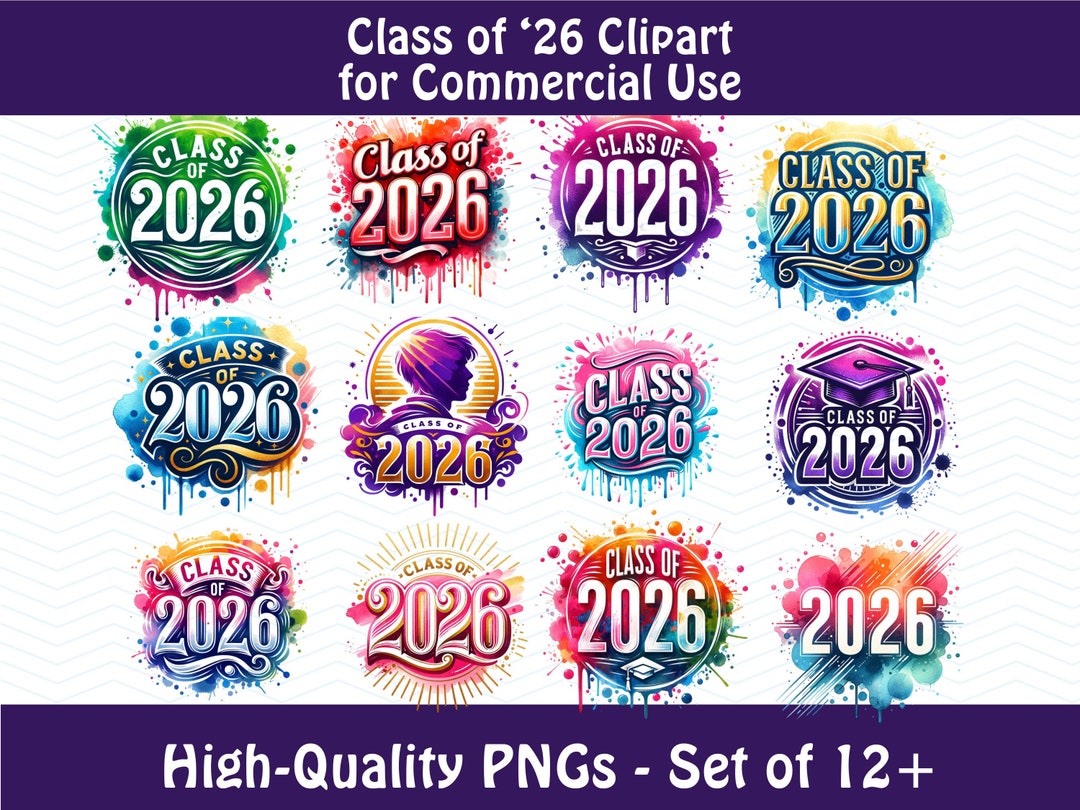 Class of 2026 Clipart Bundle for Graduation Designs, Class of 26 Shirts ...