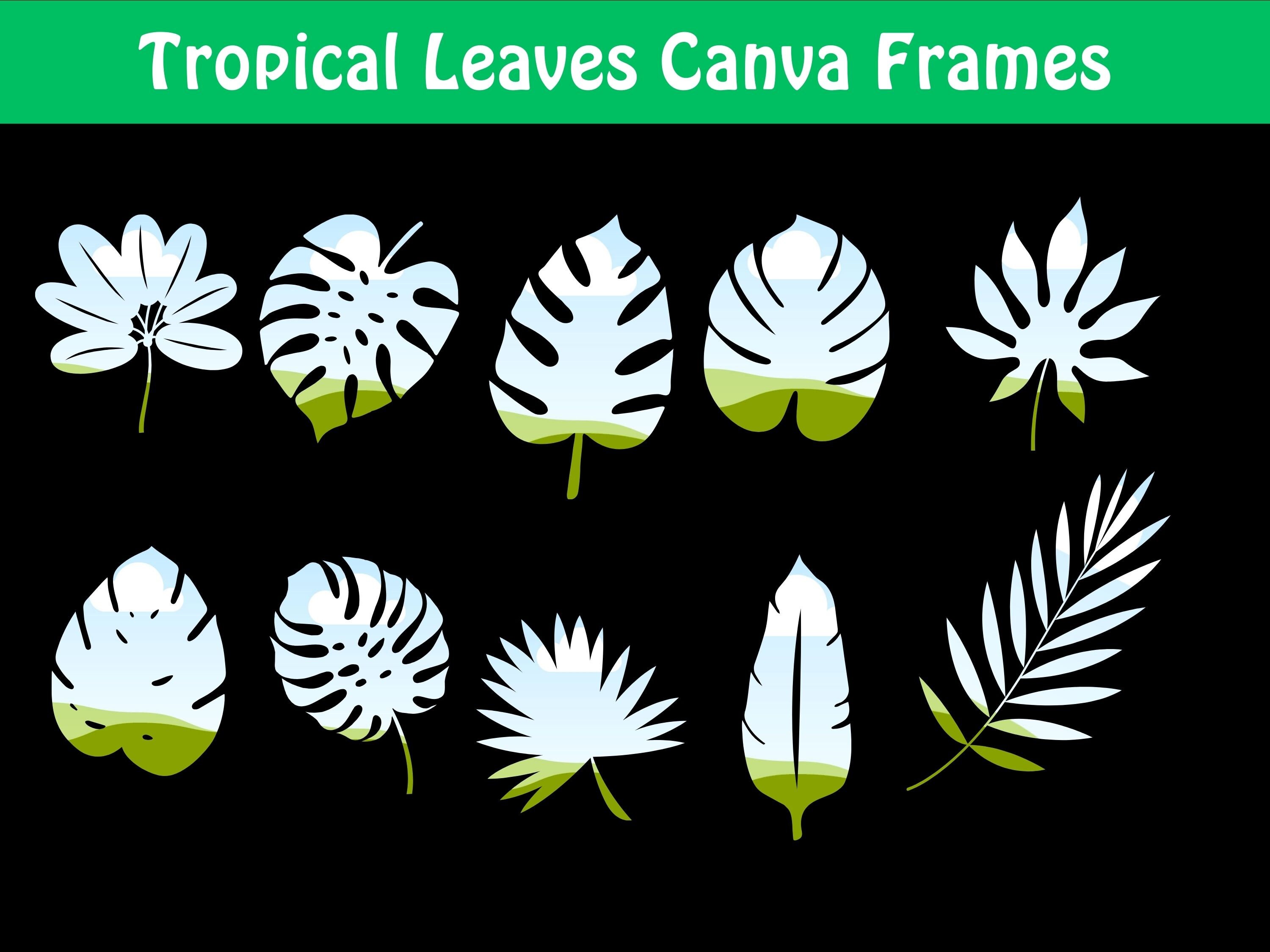Tropical Leaves Canva Frames Editable Canva Template Drag Drop Design ...