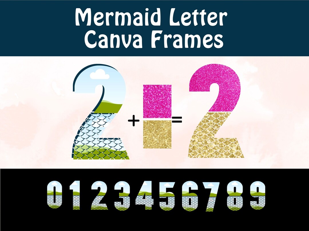 Canva Frames Mermaid Numbers and Mermaid SVG and Mermaid Birthday Shirt ...