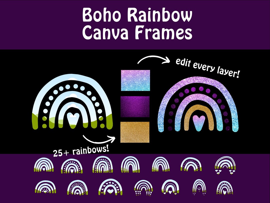 Boho Rainbows Editable Canva Template Drag and Drop to Create Your Own ...