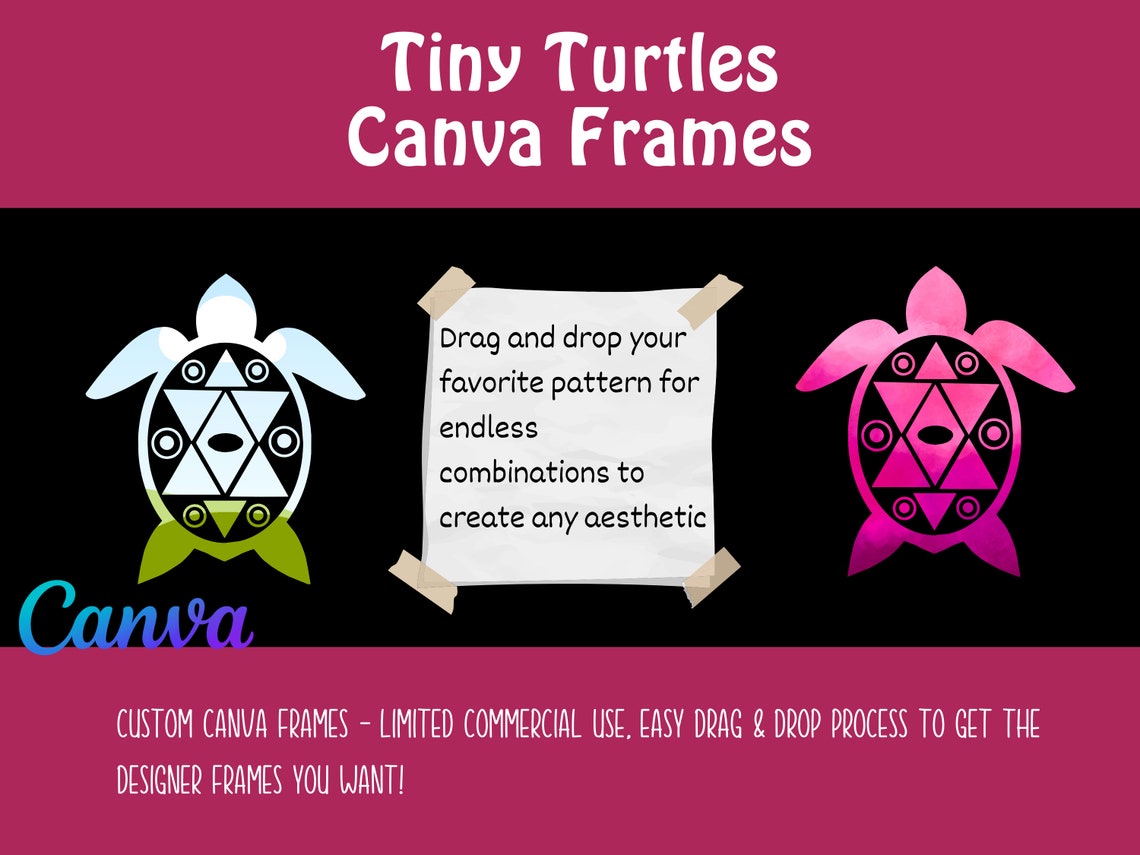 Canva Frames Turtle Clip Art Tiny Turtles SVG String of - Etsy