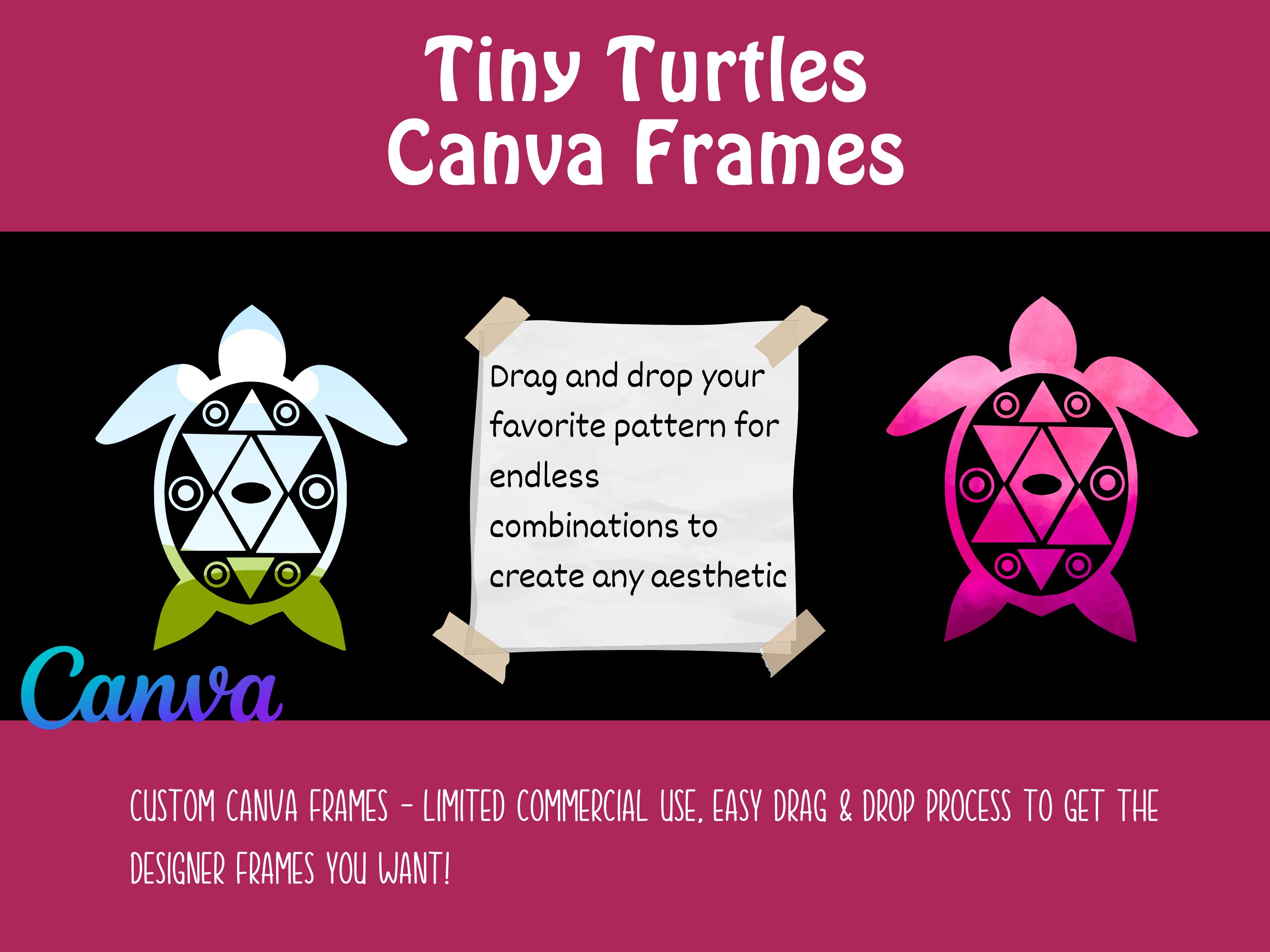 Canva Frames Turtle Clip Art Tiny Turtles SVG String of - Etsy